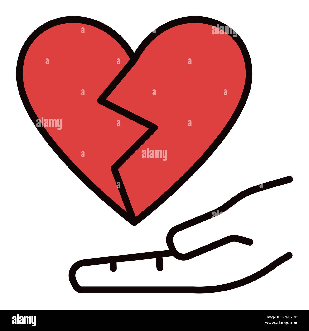 Red Broken Heart and Hand vector Emotional Struggle colored icon Stock ...