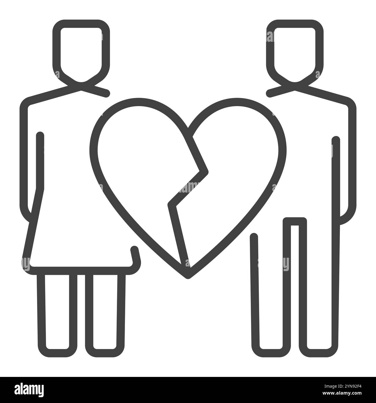 Family with Broken Heart vector Emotional Grief icon or sign in line ...