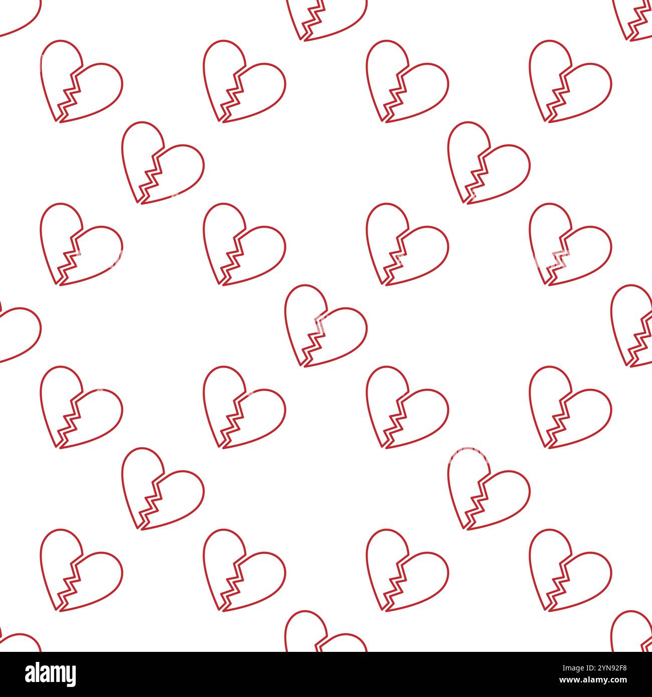 Heartbreak vector End of Love concept seamless pattern in outline style ...