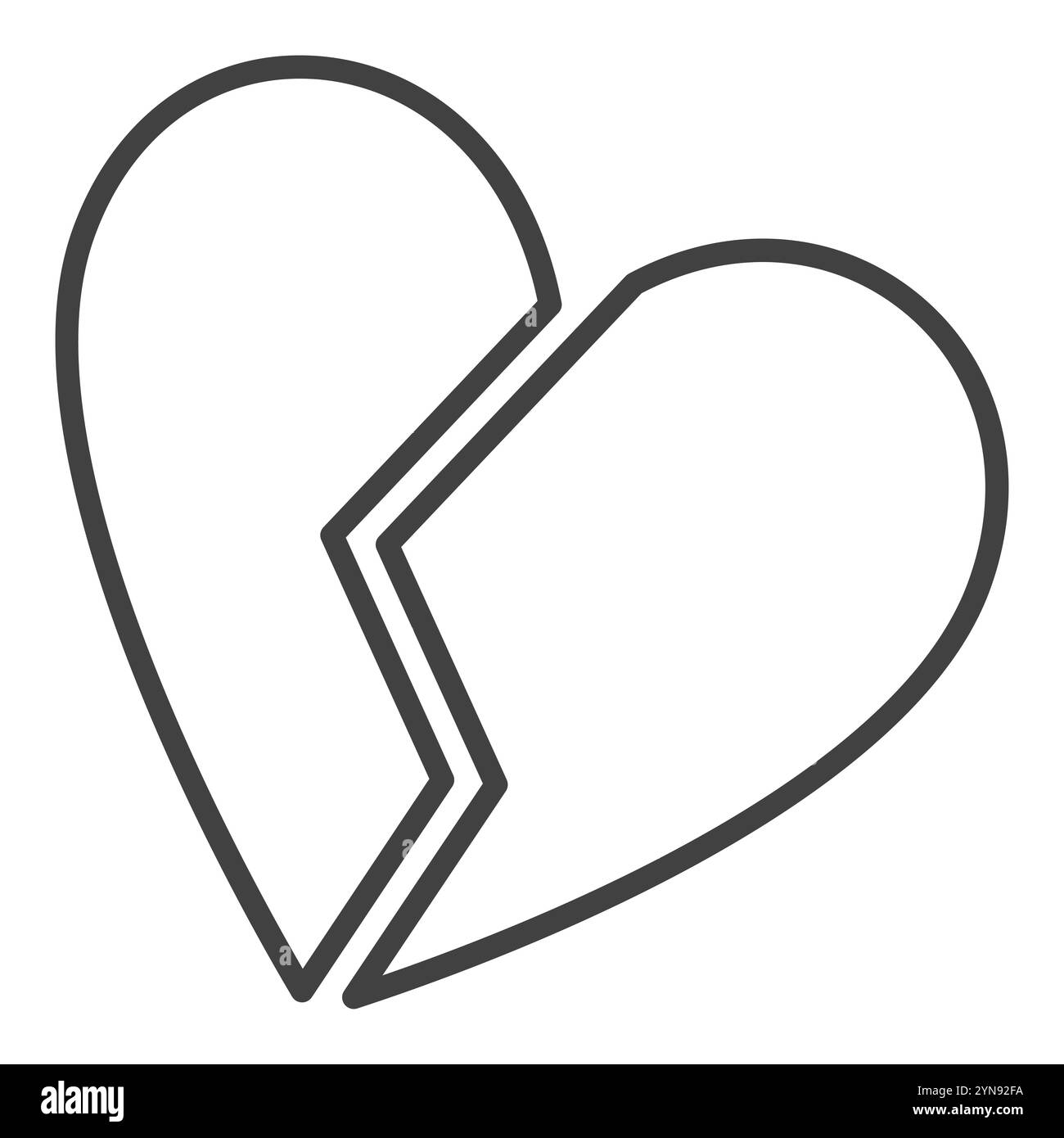 Heartbreak vector Broken Romance outline concept symbol or icon Stock ...