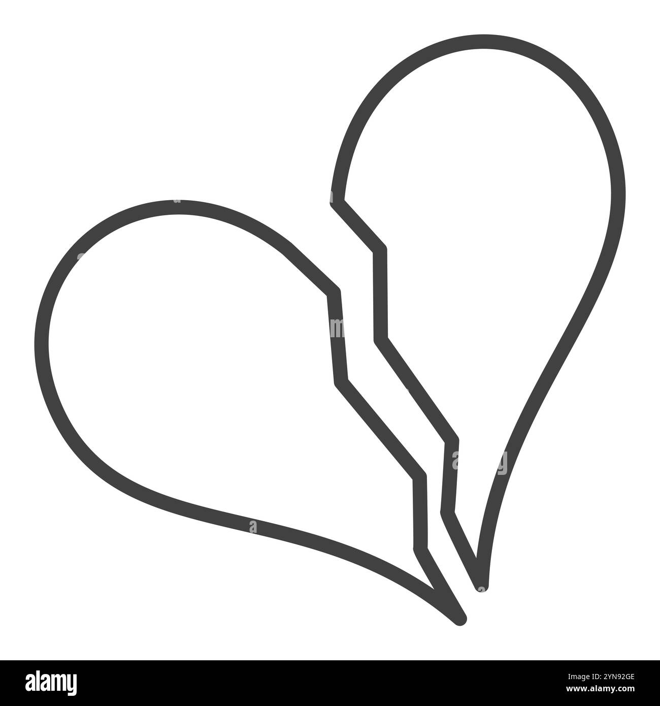 Broken Heart vector Despair and Loss concept linear design icon or ...