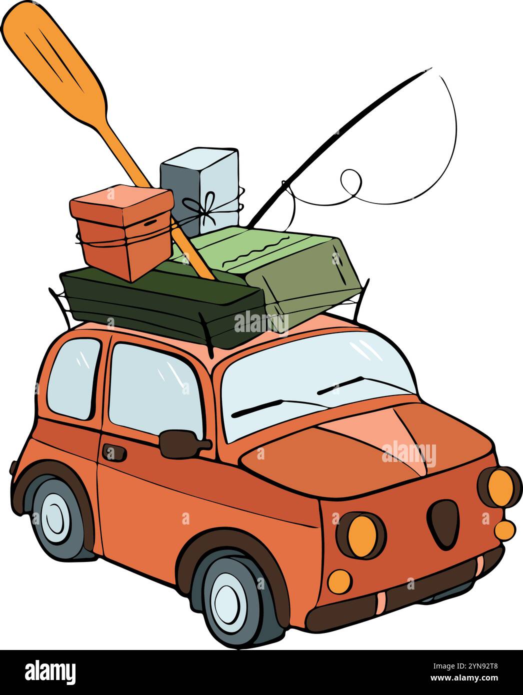 A Playful Cartoon Car That is Completely Loaded and Ready for a Fun ...