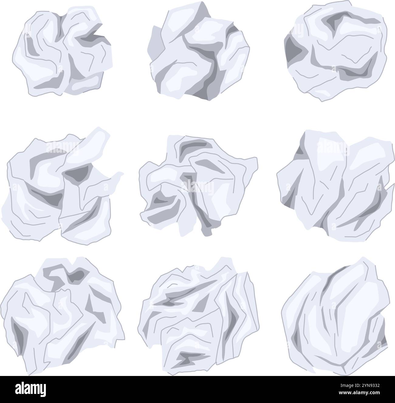 crumpled paper balls set cartoon vector illustration Stock Vector Image ...