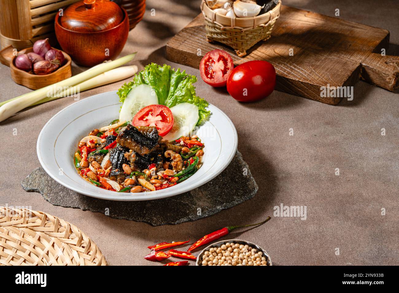 Fried eel with Tauco or fermented bean paste is a Indonesian ...