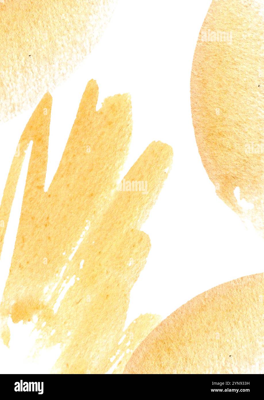 Golden amber watercolor texture with splashes and gradients isolated ...