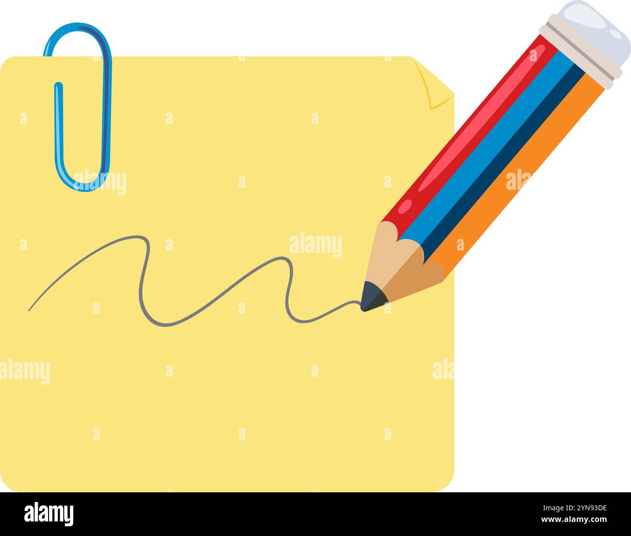 Pencil and paperclip on a sticky note Stock Vector Image & Art - Alamy