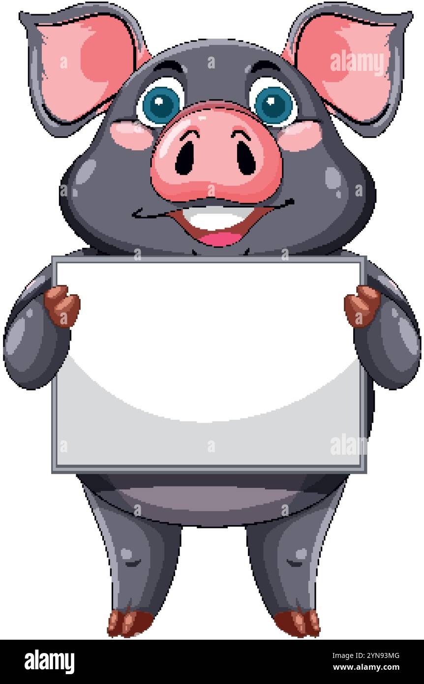 Smiling pig character with a blank sign Stock Vector Image & Art - Alamy