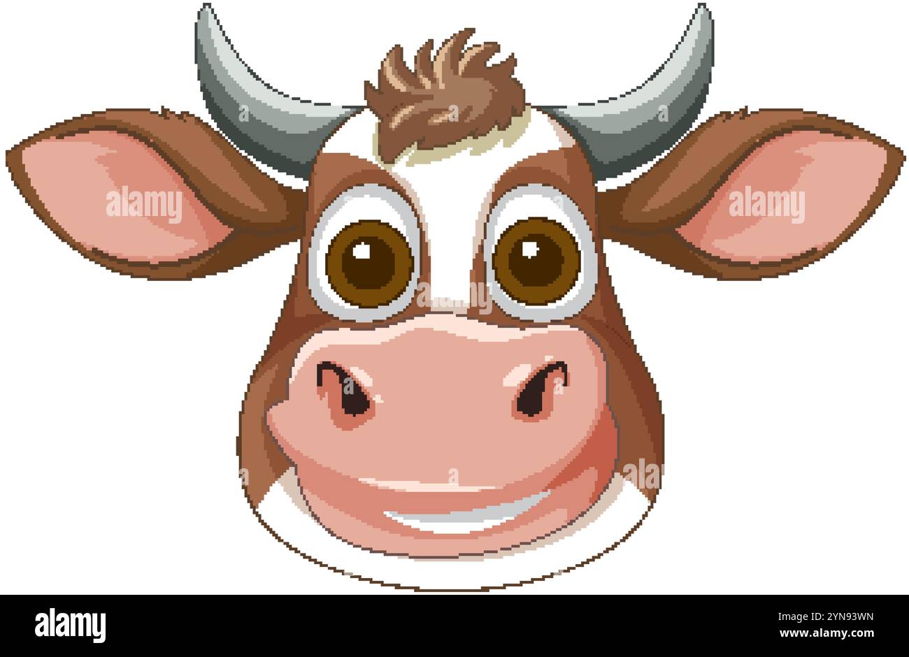 Smiling cow with big eyes and friendly expression Stock Vector Image ...
