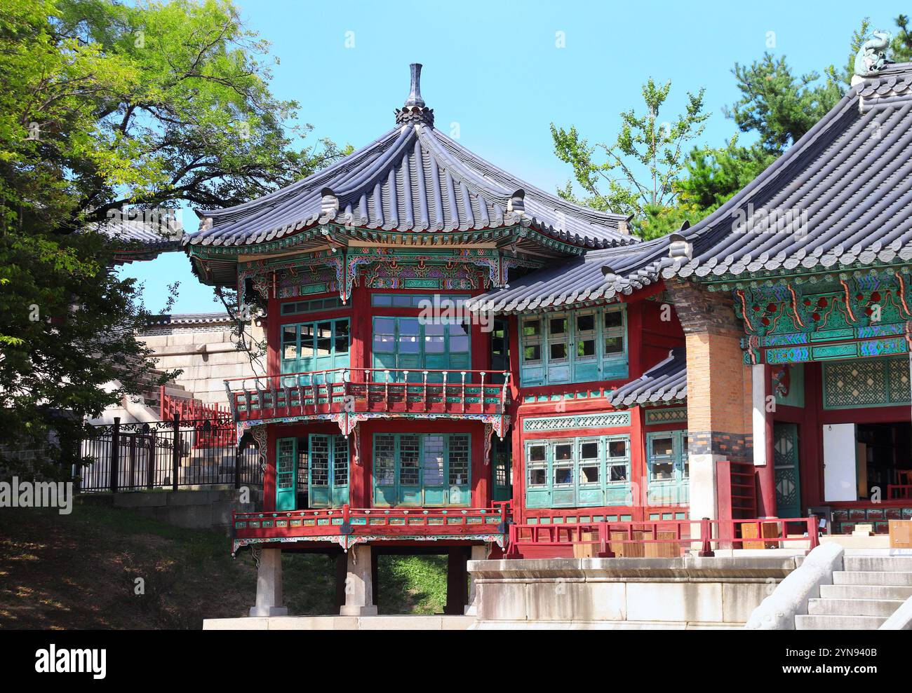 Jibokjae pavilion, Gyeongbokgung palace, Seoul, South Korea. Library ...
