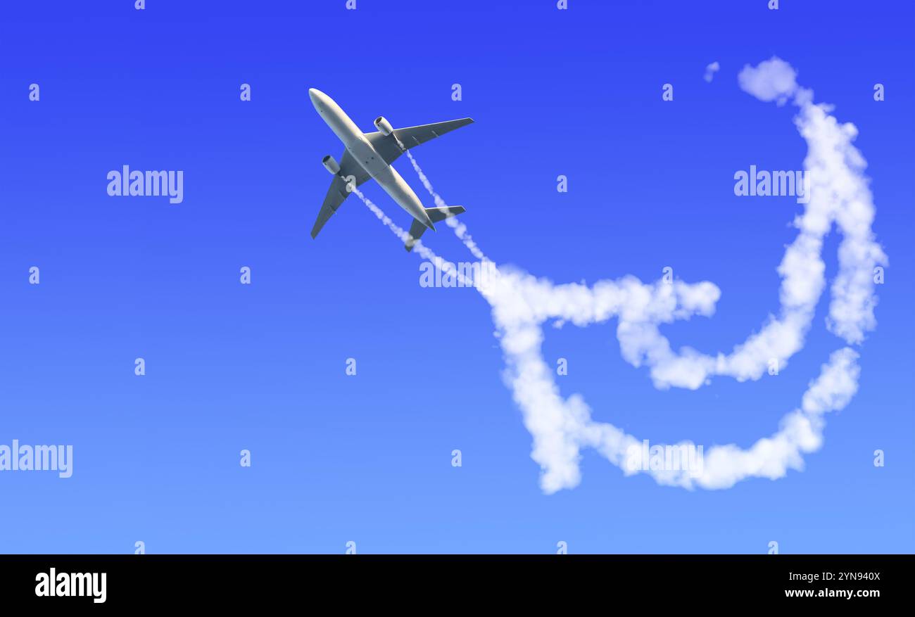Vertical nature background with cloud in the form of arrow, aircraft ...