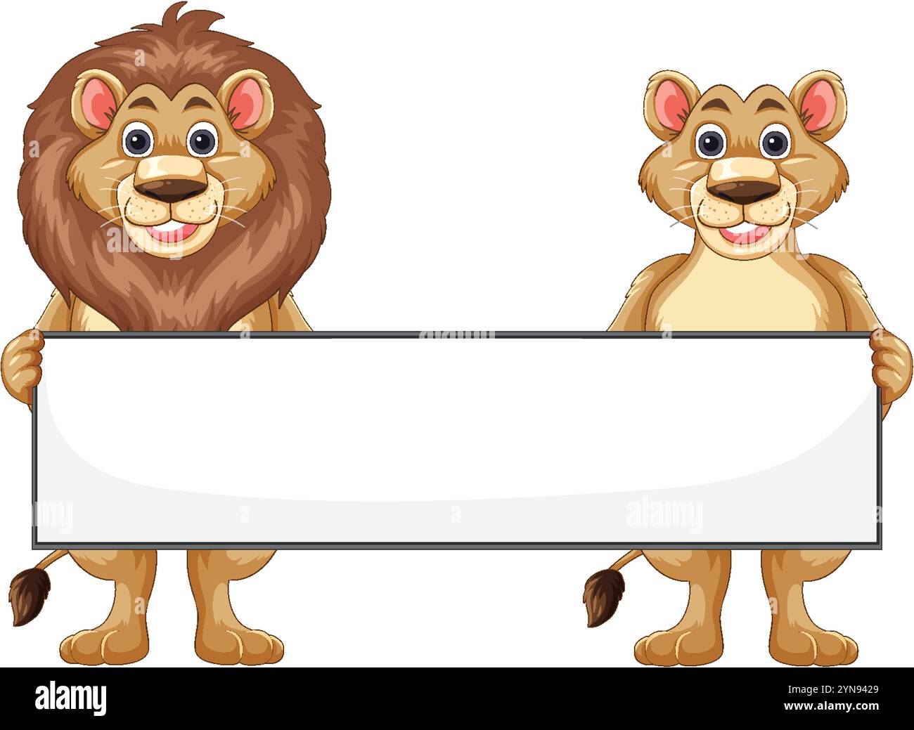 Two lions holding a blank rectangular sign Stock Vector Image & Art - Alamy