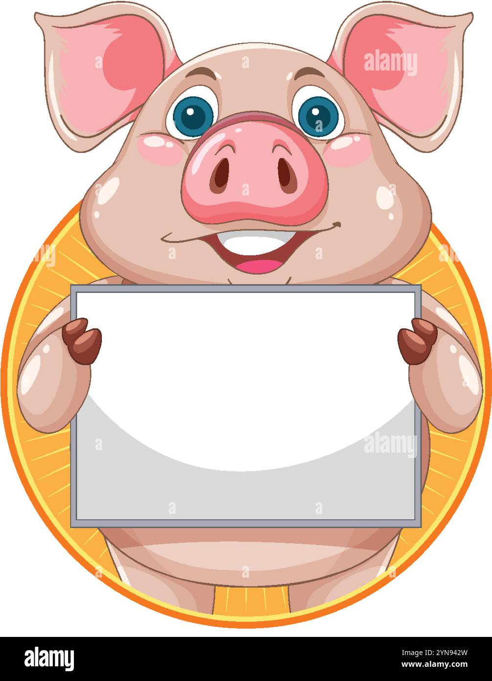 Smiling pig with a blank sign for messages Stock Vector Image & Art - Alamy