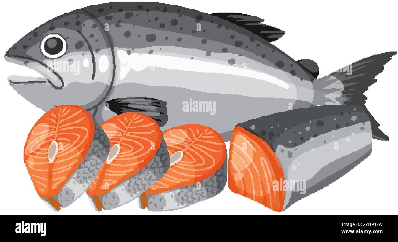 Fillet slices raw Stock Vector Images - Alamy
