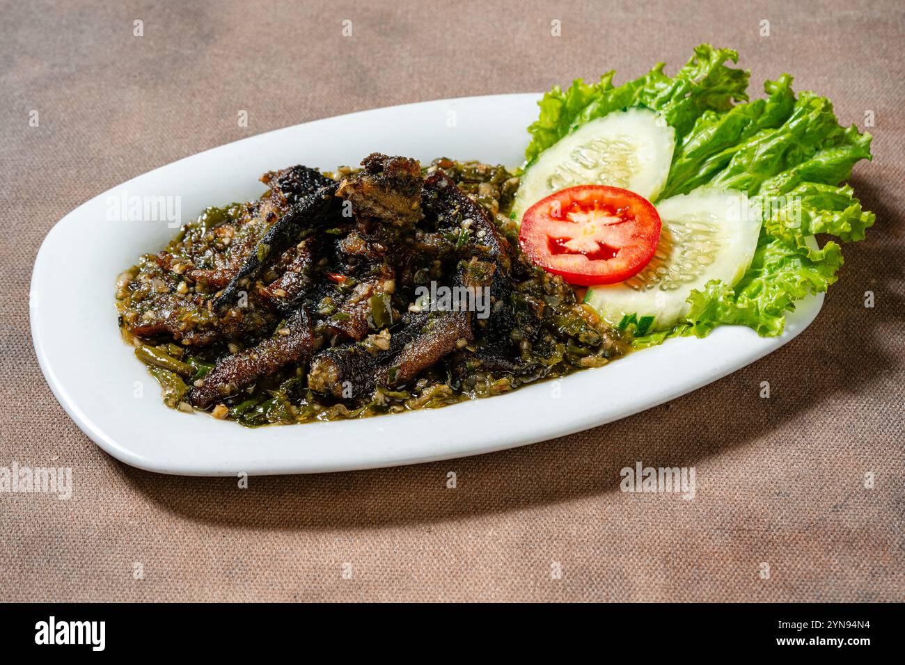Fried eel with green chili sauce or belut goreng cabe ijo is a ...