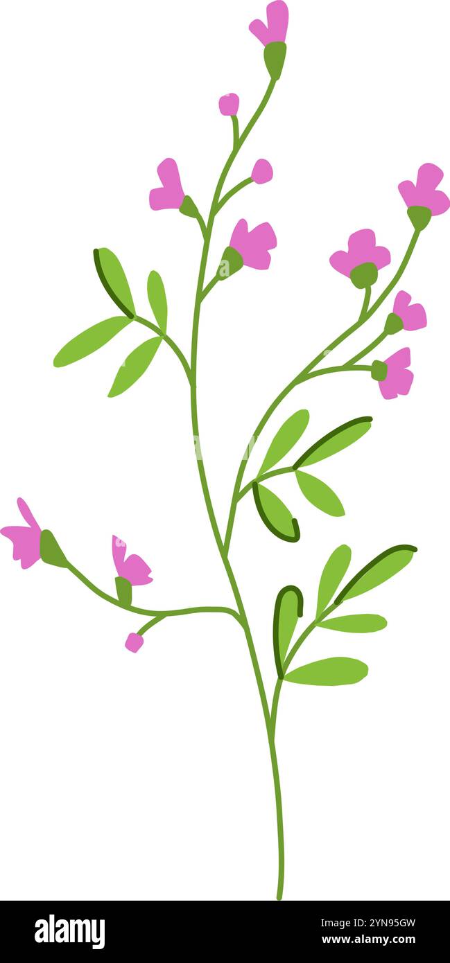 floral flower branch cartoon vector illustration Stock Vector Image ...