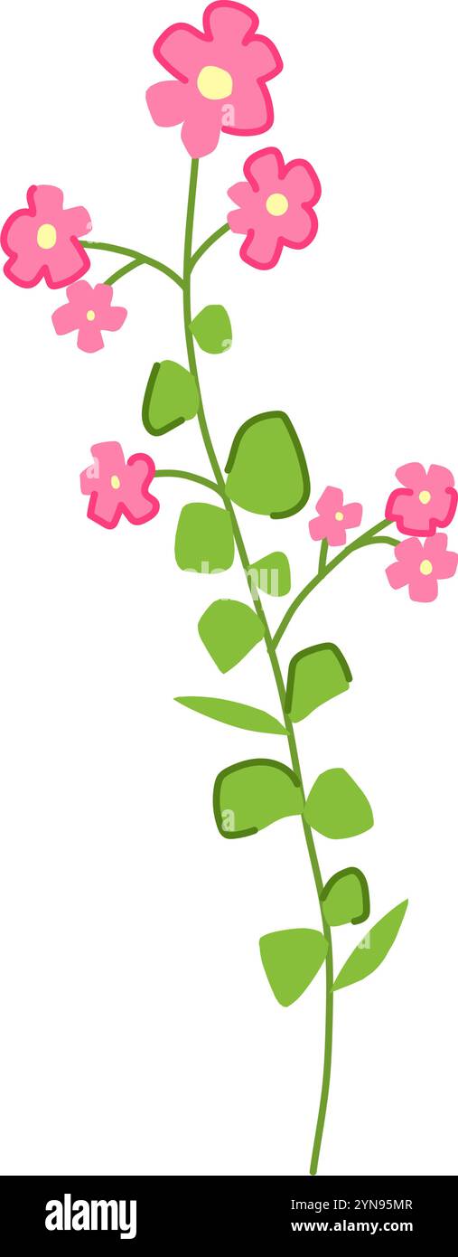 bouquet flower branch cartoon vector illustration Stock Vector Image ...