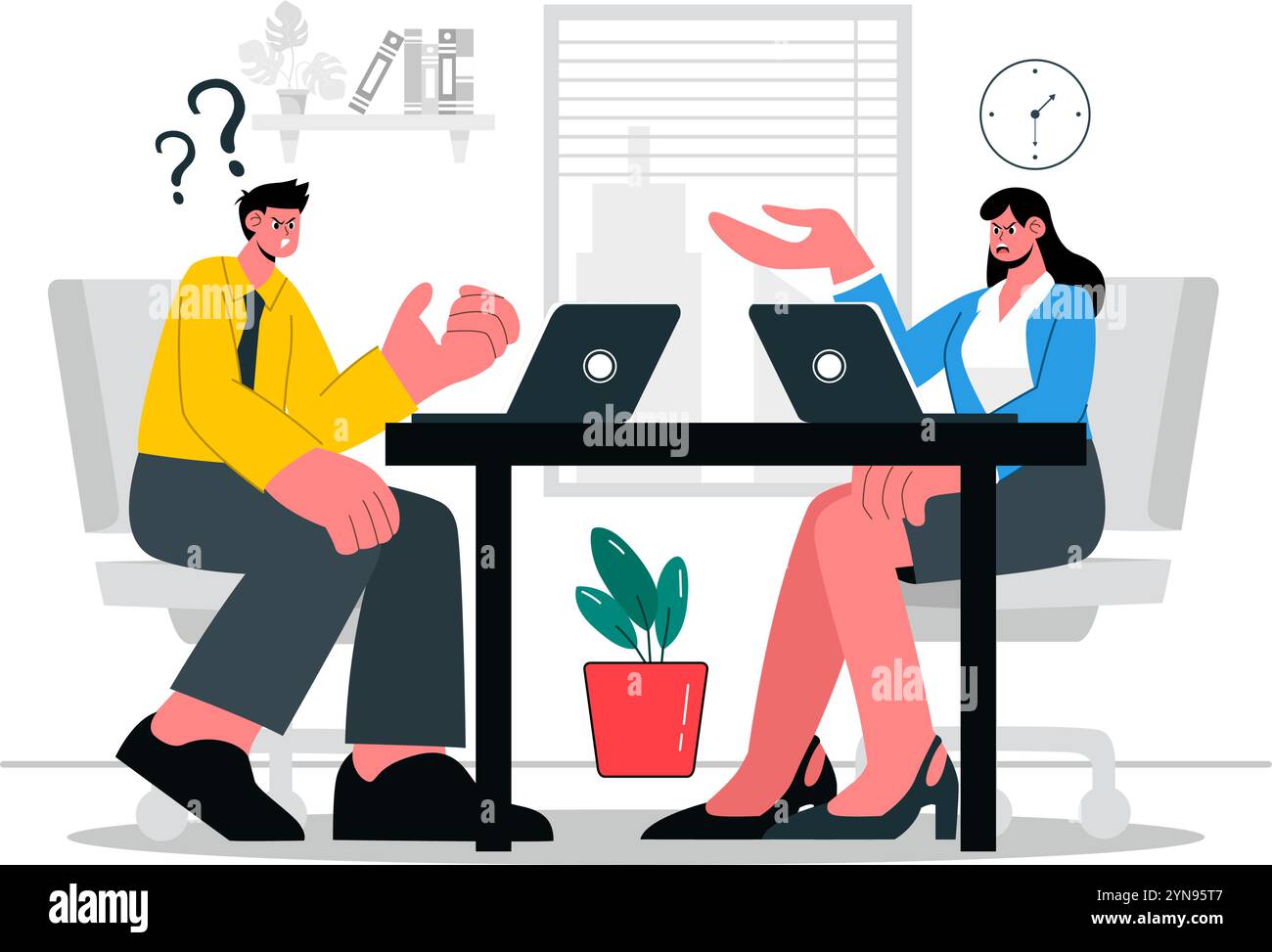 Workplace Conflict Illustration featuring Arguing Coworkers Having a ...
