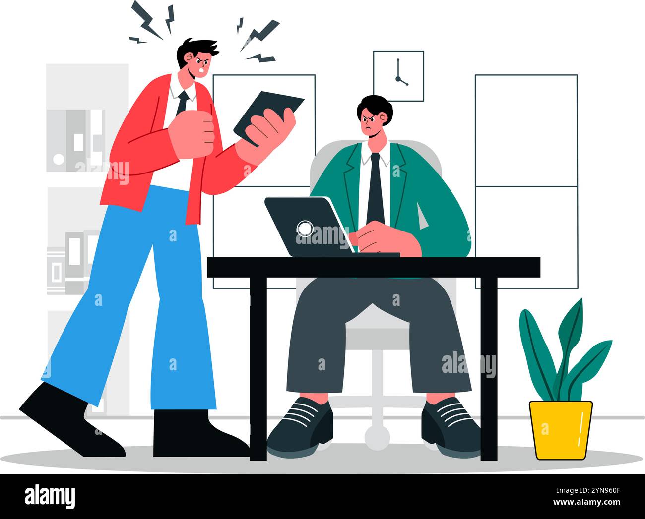 Workplace Conflict Illustration featuring Arguing Coworkers Having a ...