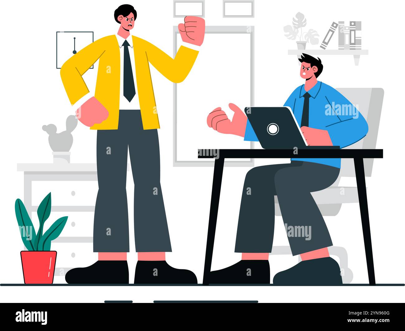 Workplace Conflict Illustration featuring Arguing Coworkers Having a ...