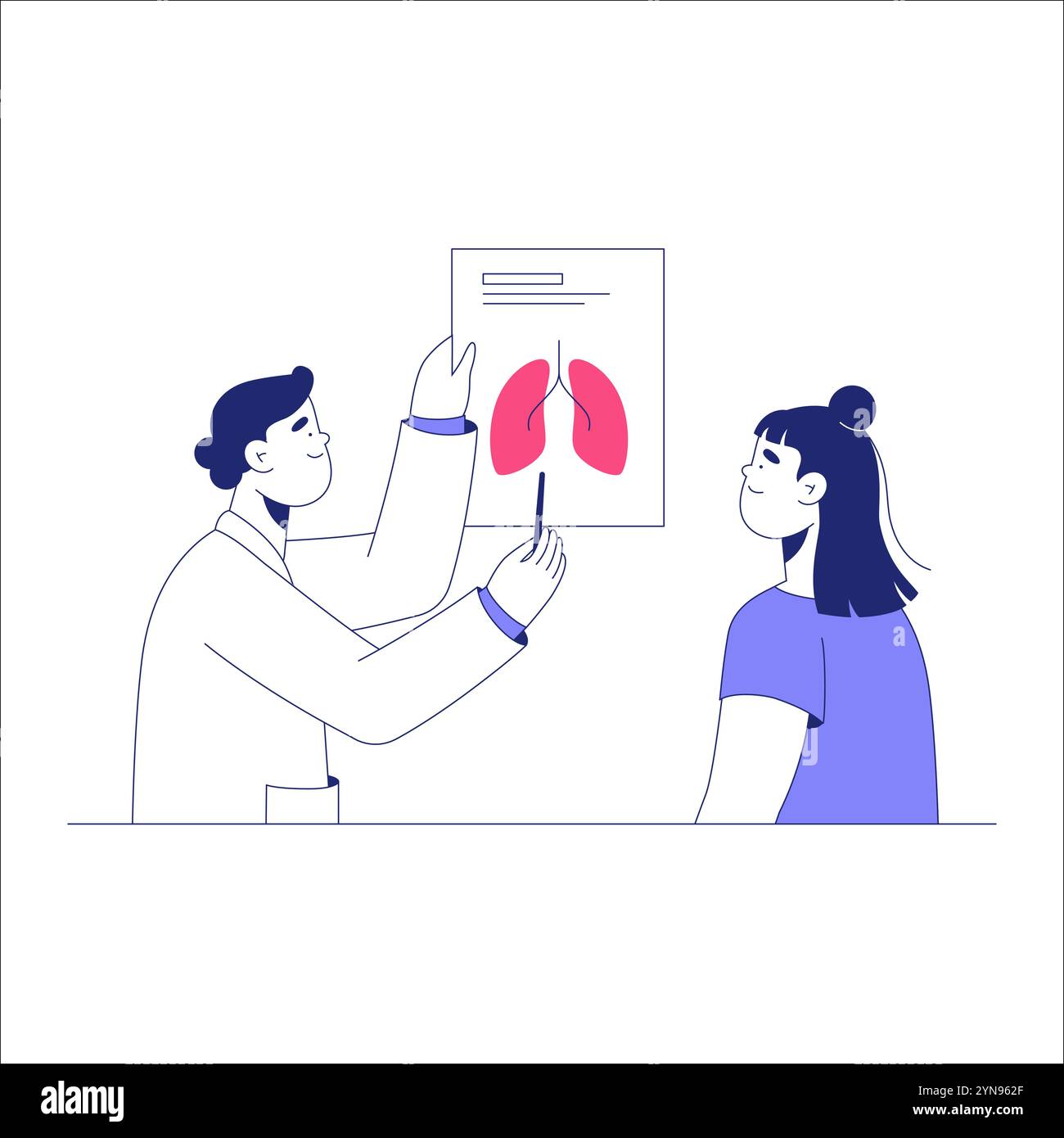 Doctor Explaining Lung Health To Female Patient In Flat Vector ...