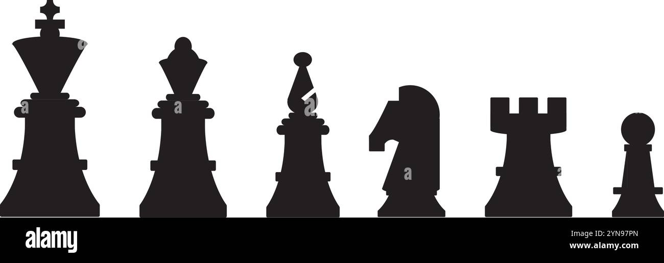 Chess silhouettes. Chess icons set. Chess vector icons. Chess figures ...
