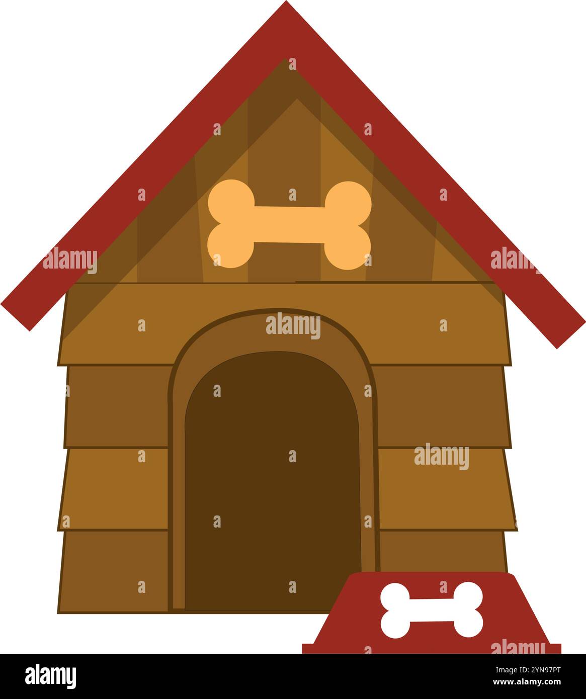 Wooden vector dog house. Doghouse made from wooden planks or boards in ...