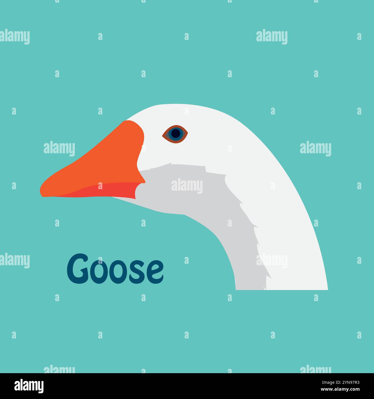 Goose head illustration in flat style. Goose vector, side view. Bird ...