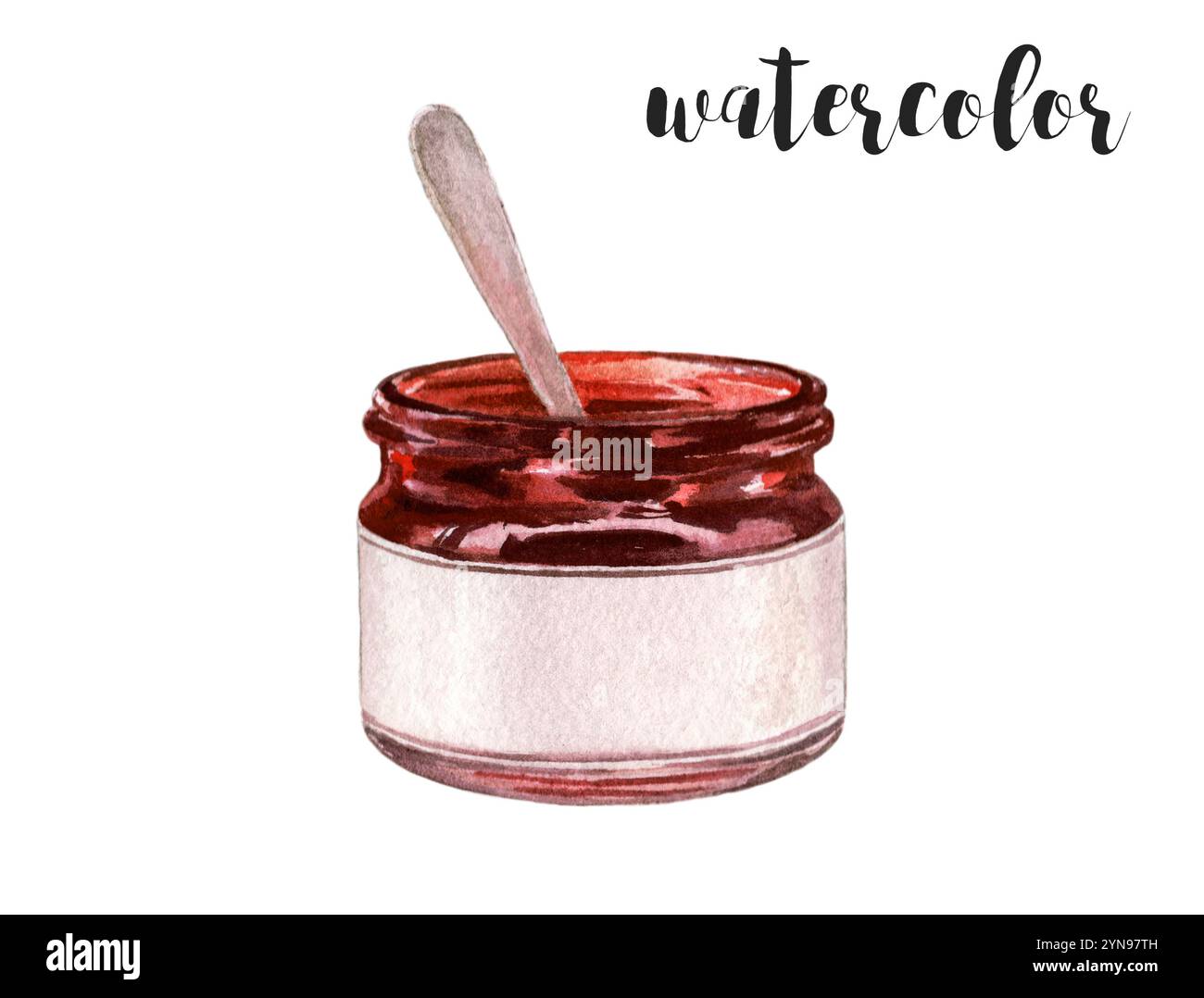 Watercolor Strawberry Jam Jar Illustration - Realistic Food Art for ...
