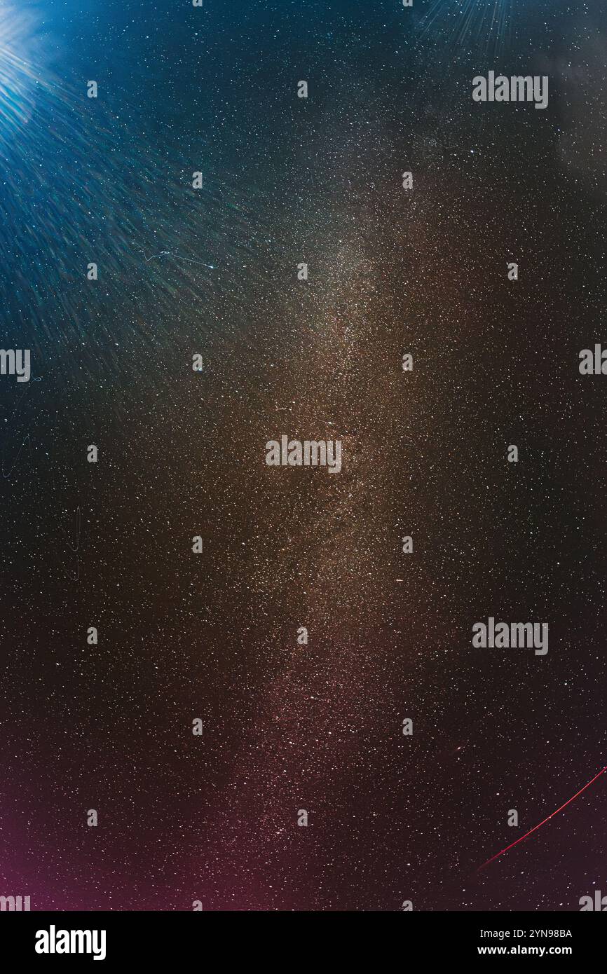 Night Sky Stars With Milky Way Galaxy. Night View Of Natural Glowing ...