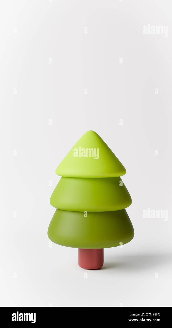 3D Eco vertical label design featuring a stylized green fir tree ...