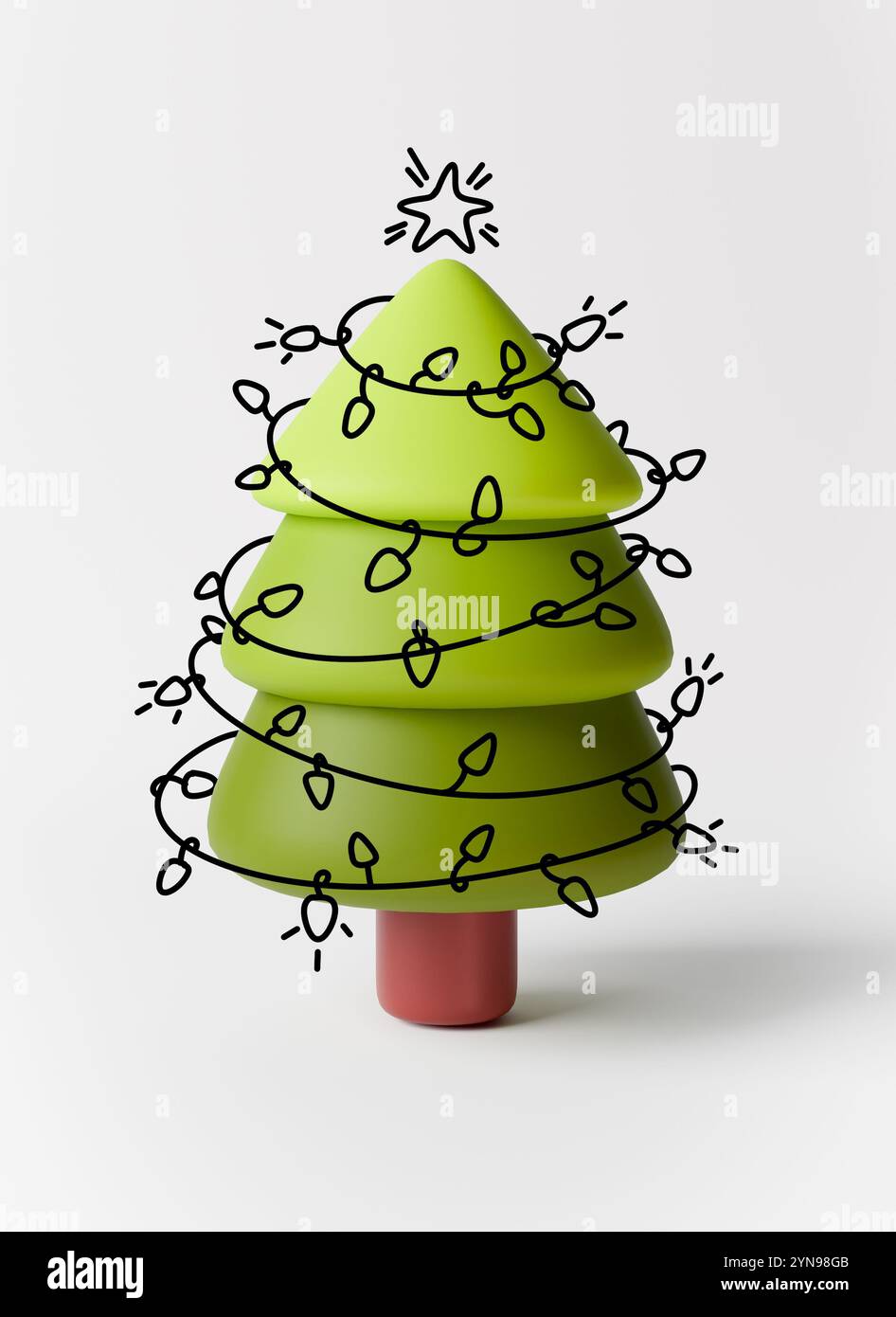 Modern 3D Christmas tree with sleek design, decorated with minimalist ...