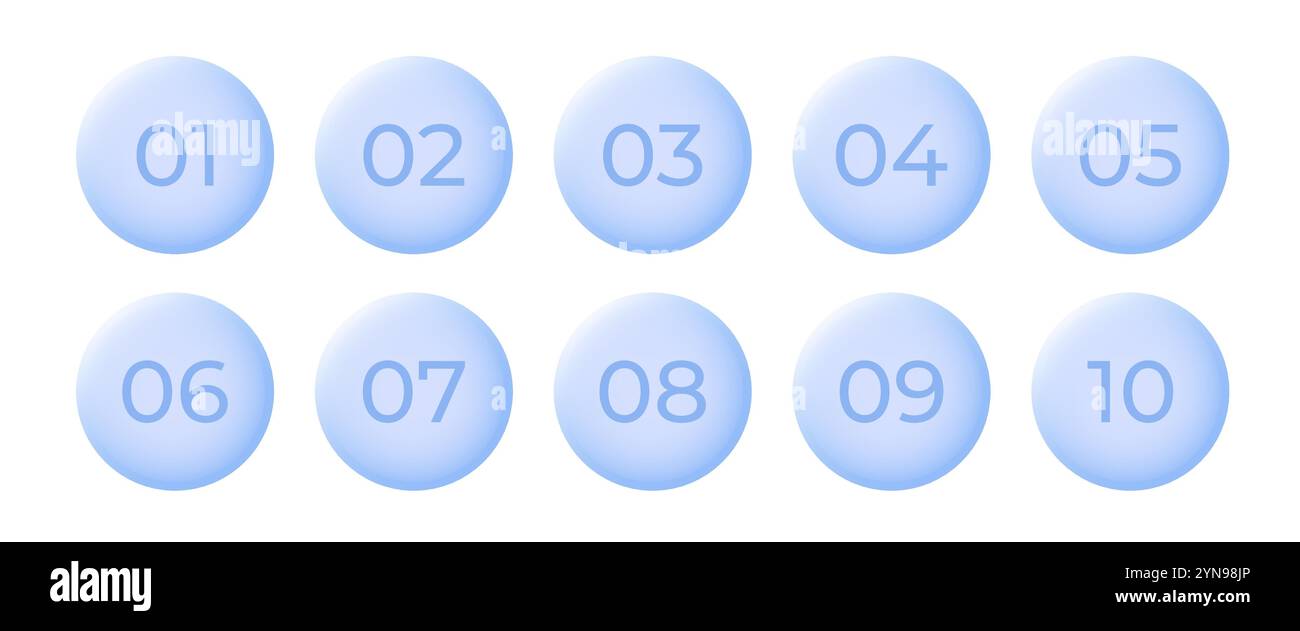 3d smooth circle bullet point set 1 to 10 Stock Vector Image & Art - Alamy