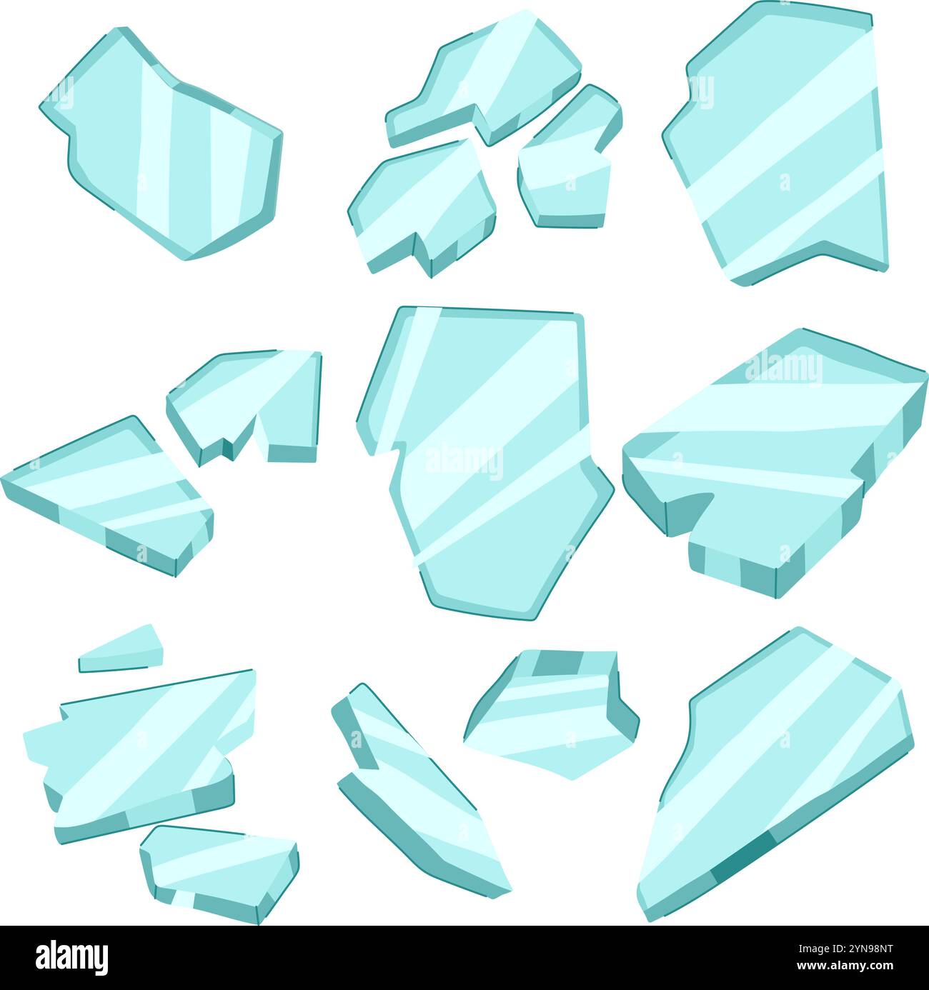 glass broken shard set cartoon vector illustration Stock Vector Image ...