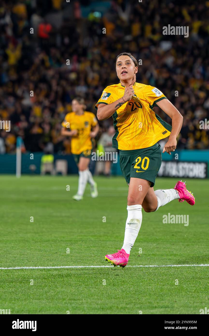 Australian Matilda Sam Kerr seen celebrating after scoring a goal ...