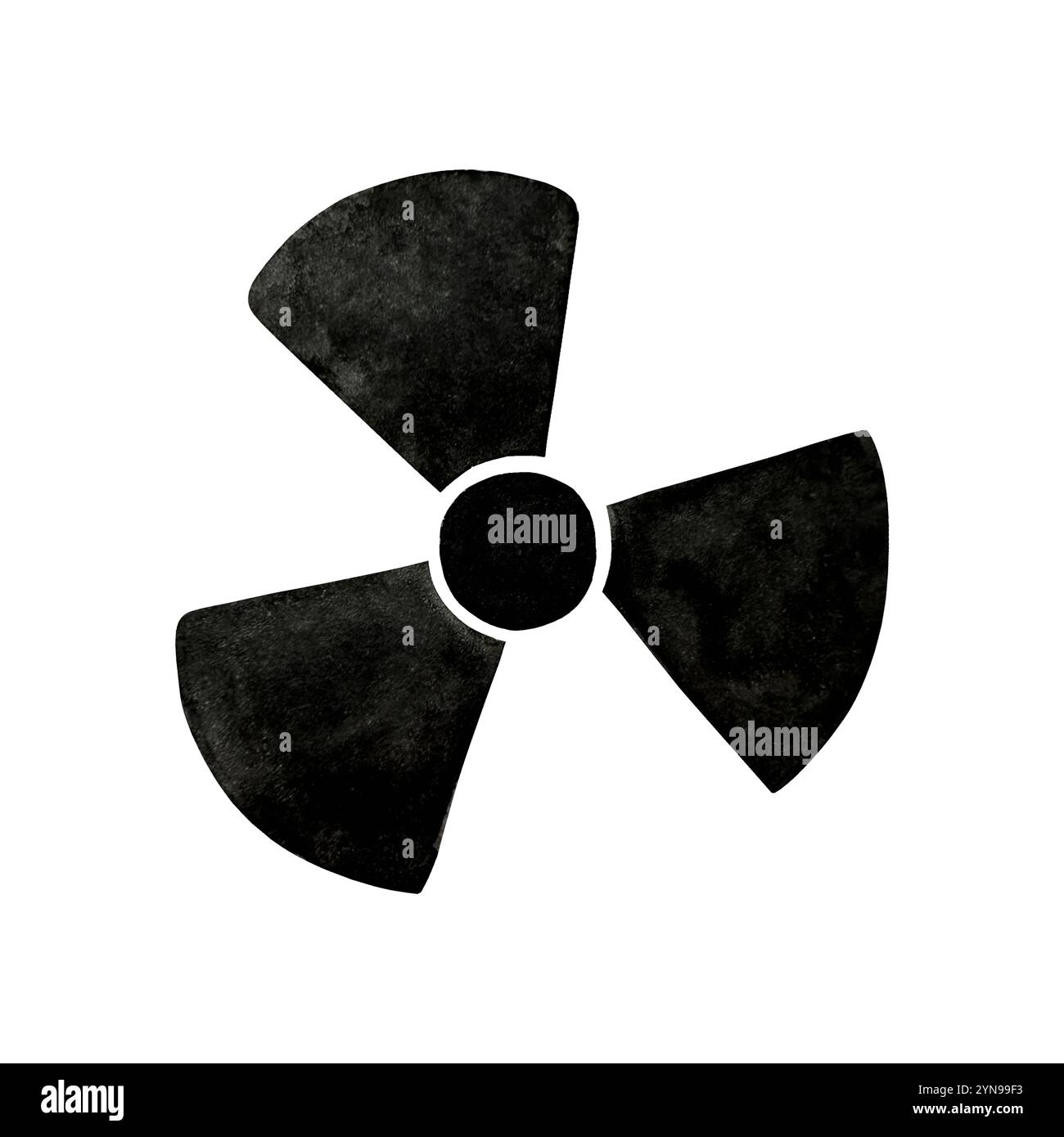 Radiation warning. Watercolor hand drawn hazard warning symbol ...