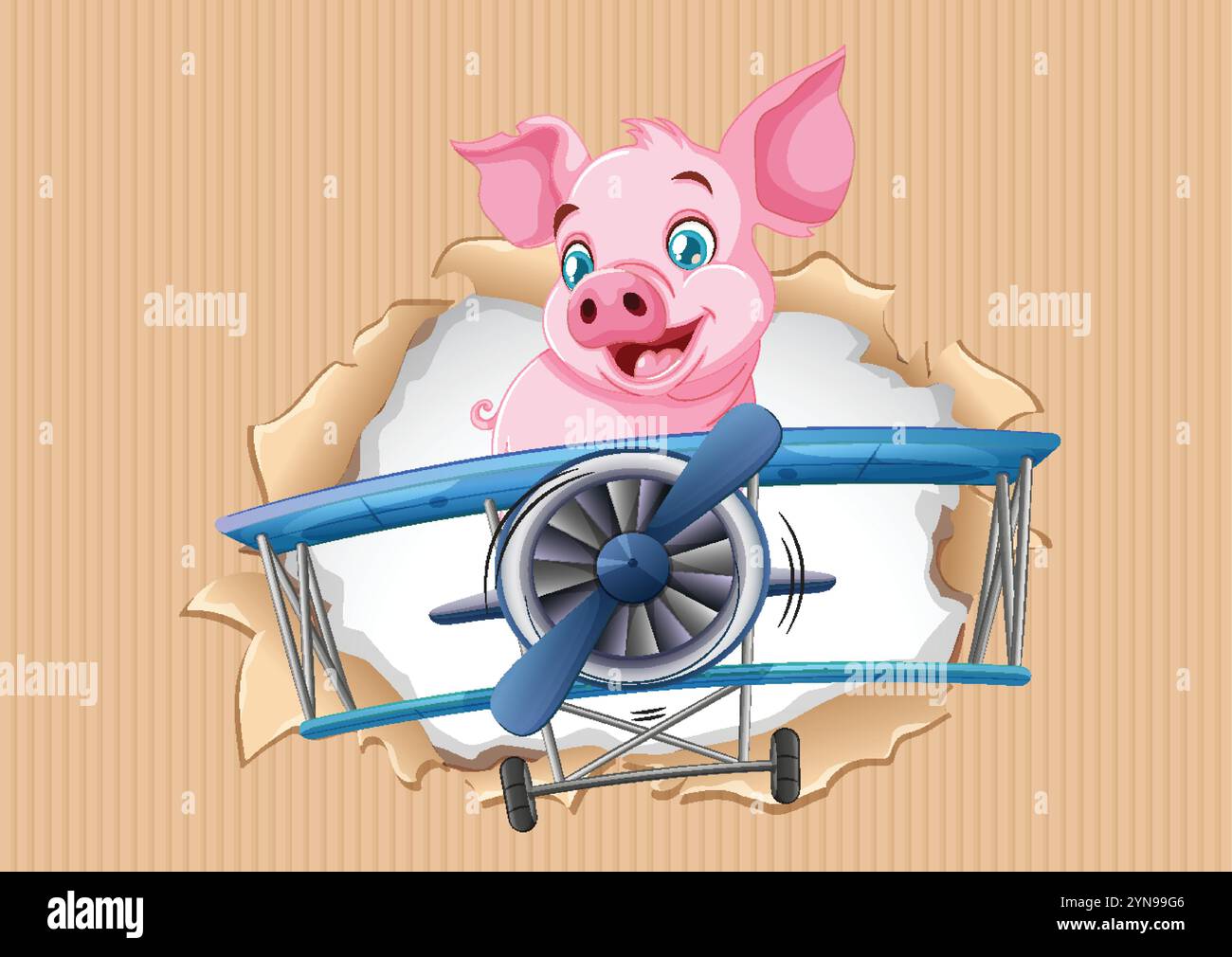 A cheerful pig flying a vintage airplane Stock Vector Image & Art - Alamy