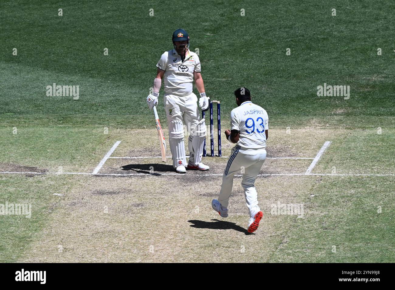 Perth, Australia. 25th Nov, 2024. Jasprit Bumrah of India celebrates ...