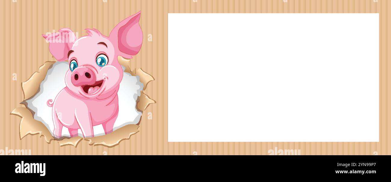 Happy pig peeking through torn paper frame Stock Vector Image & Art - Alamy