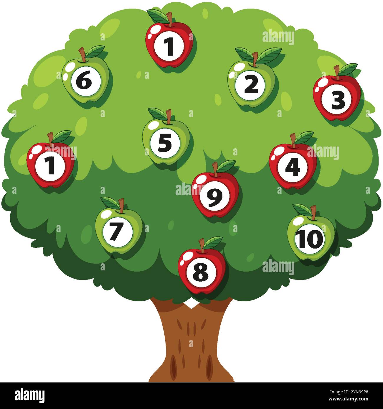 Colorful apples with numbers on a tree Stock Vector Image & Art - Alamy