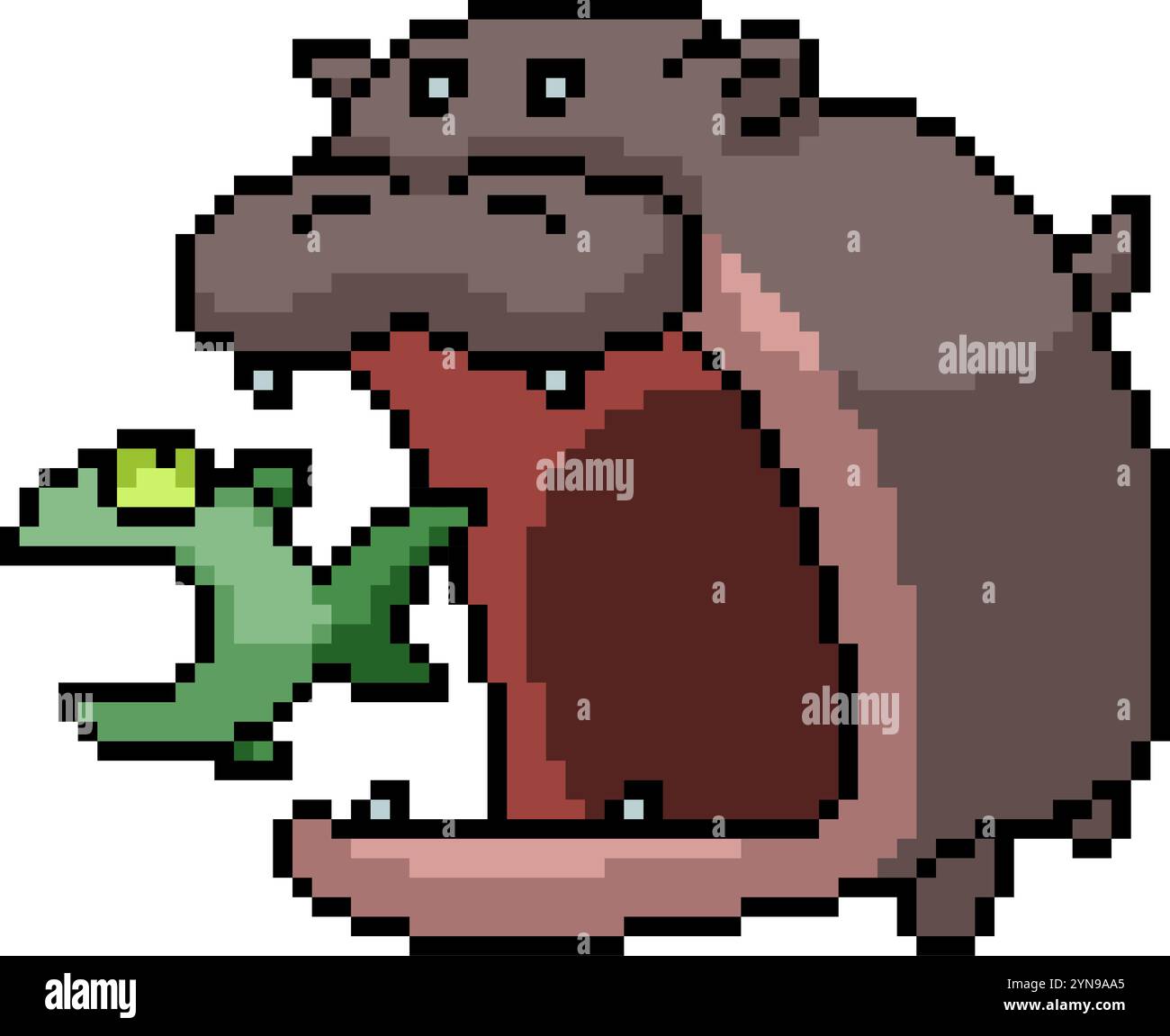 pixel art of hippo swallow fish isolated background Stock Vector Image ...