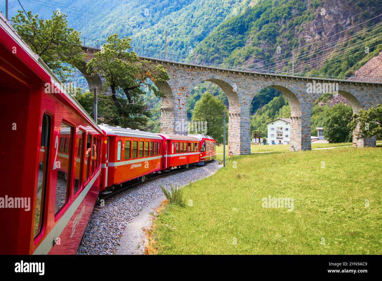 train ride on the bernina railway Stock Photo - Alamy