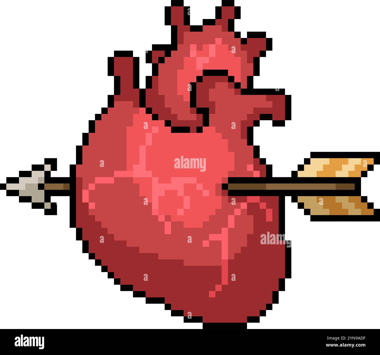 pixel art of arrow pierce heart isolated background Stock Vector Image ...
