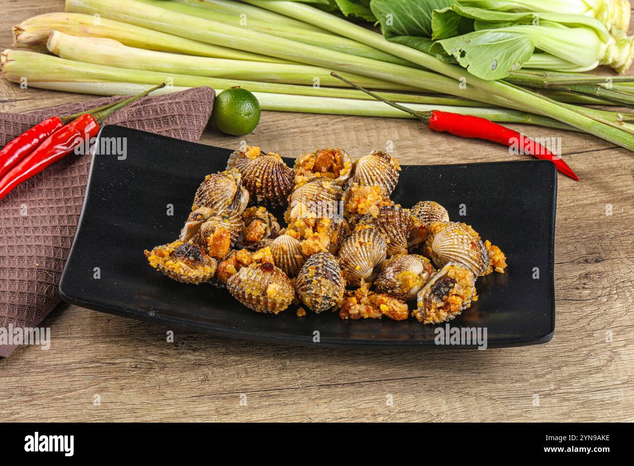 Blood Cockle Fried With Garlic and spices Stock Photo - Alamy