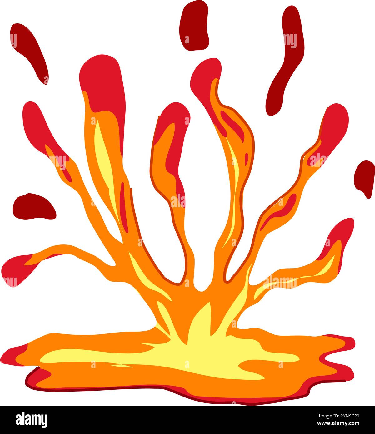 eruption liquid lava cartoon vector illustration Stock Vector Image ...