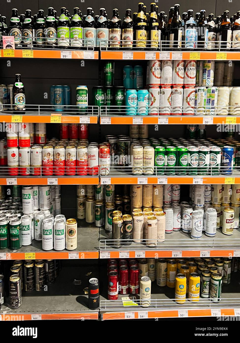 Kyiv, Ukraine - November 24, 2024: A diverse selection of beer cans and ...