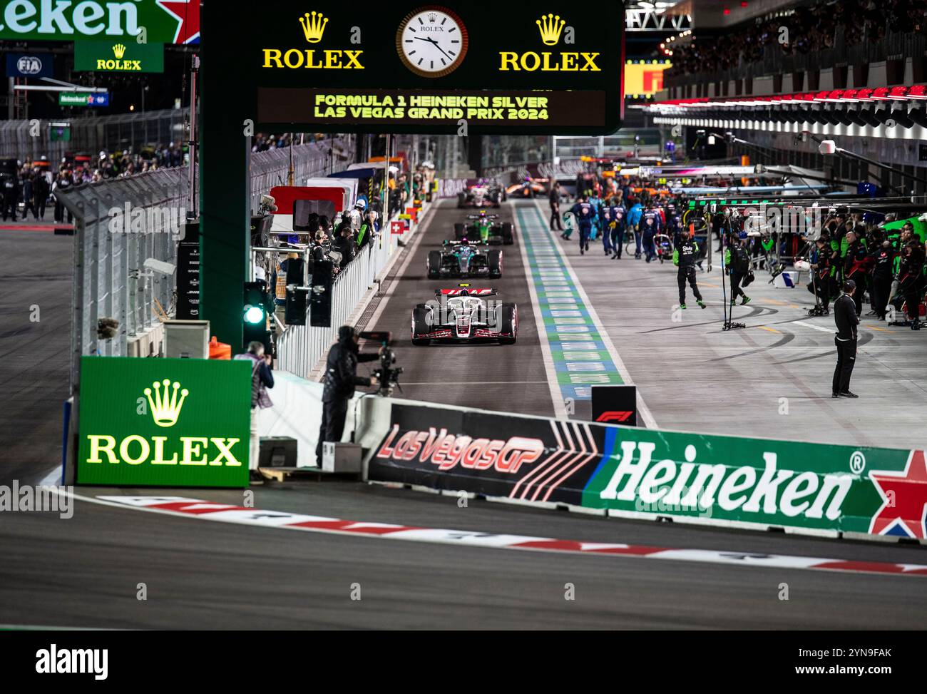 November 23 2024 Las Vegas NV, USA Formula 1 cars coming out of pit row ...