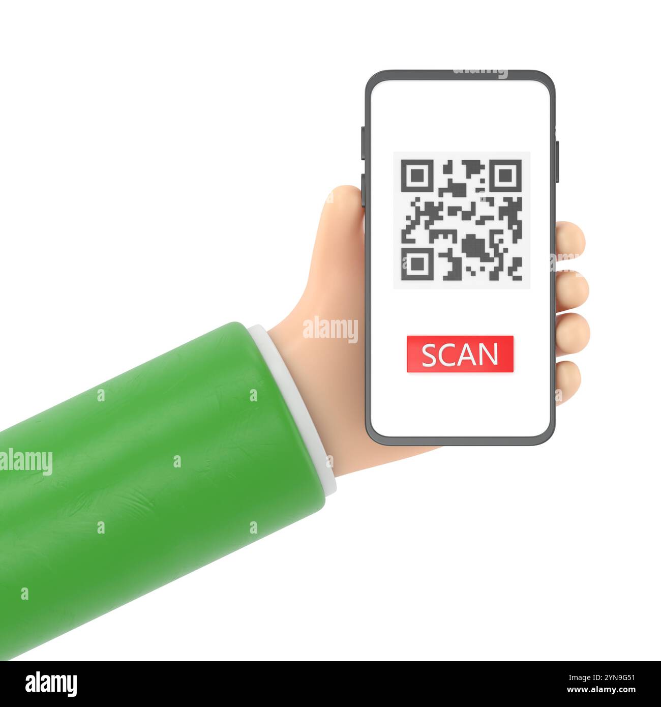 3d cartoon render female hand holds smartphone and use mobile app ...