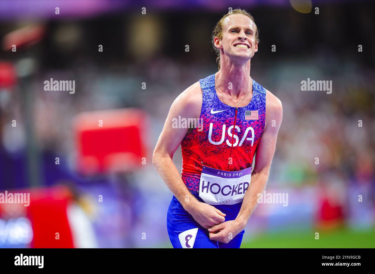 Cole Hocker winning in the 1500 meters at the Paris 2024 Olympic Games ...