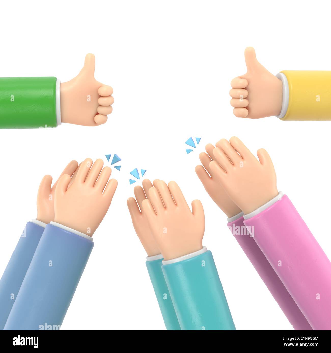 Set of people hands clapping, giving likes. Applause, ovation ...