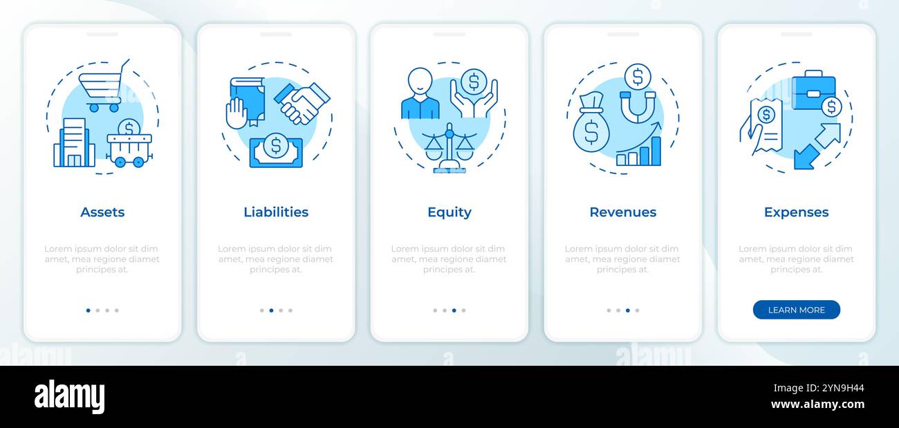 General ledger documentation blue onboarding mobile app screen Stock Vector Image & Art - Alamy